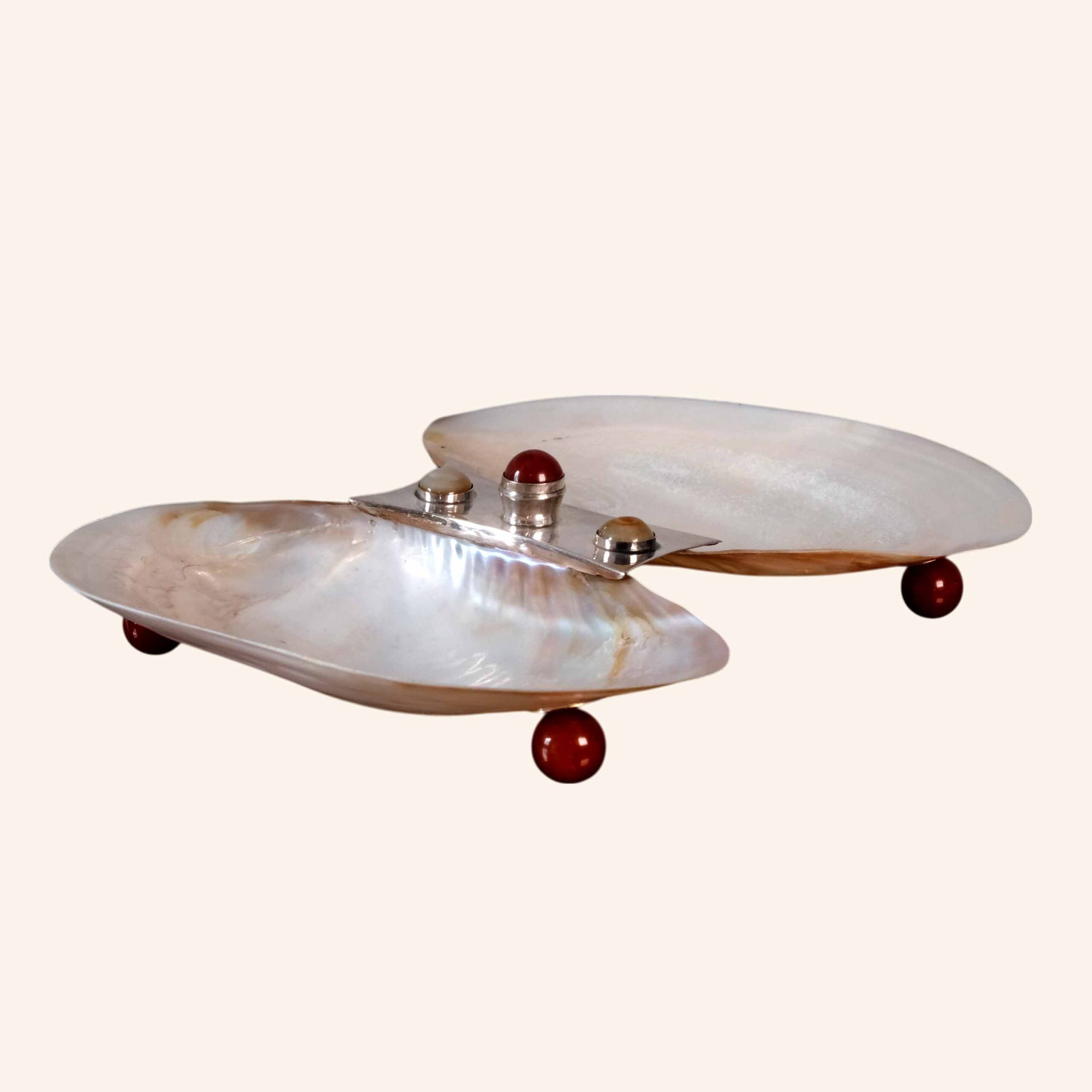 Double mother of pearl shell bowl | Alcino Silversmith